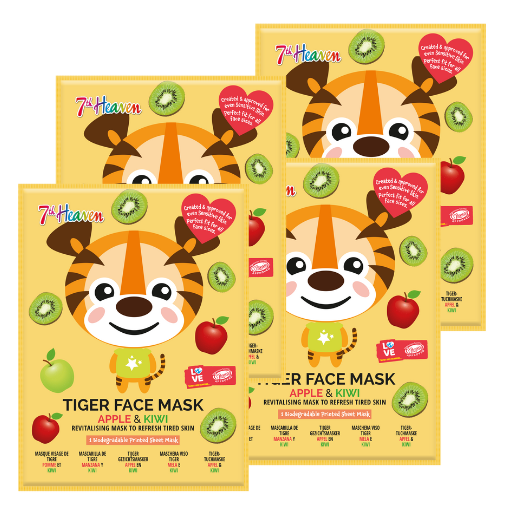 7th Heaven Tiger Sheet Face Mask with Apple & Kiwi - Revitalising & Br ...